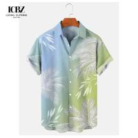 China Custom Printed Men's Hawaiian Shirt Stand Collar Summer Beach Top 3D Retro 50 for sale