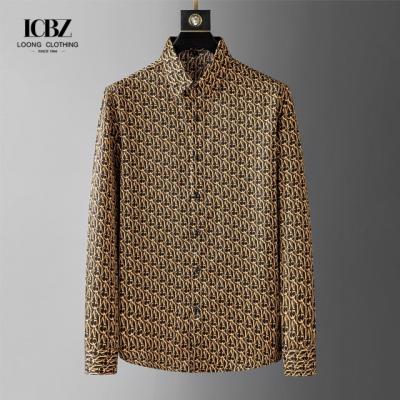 China Custom Logo Print Oversized Casual Shirt for Men Polyester Cotton Blend Sizes S to 10XL for sale