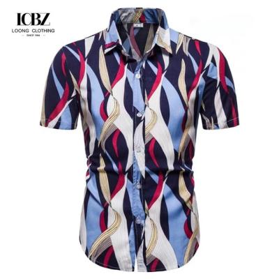 China Men's Hawaiian Shirt Summer Beach Aloha Button Up Short Sleeve 4XL-10XL Custom for sale