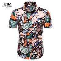 China Men's Hawaiian Shirt Summer Beach Aloha Button Up Short Sleeve 4XL-10XL Custom for sale
