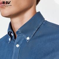 China Iron-Free Anti-Wrinkle Full Sleeve Men's Denim Shirt Business Casual Sizes S-10XL for sale