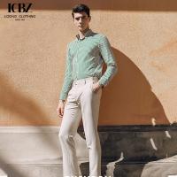 China Customized Green Striped Long Sleeve Men's Business Formal Shirt Sizes S to 10XL for sale