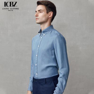 China Custom OEM Slim Fit Men's French Cuff Shirt Light Blue Polyester Cotton Business Casual S-10XL for sale