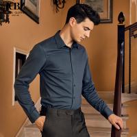 China Custom Logo No Iron Long Sleeve Dress Shirts for Men Sizes S to 10XL Polyester Cotton Blend for sale