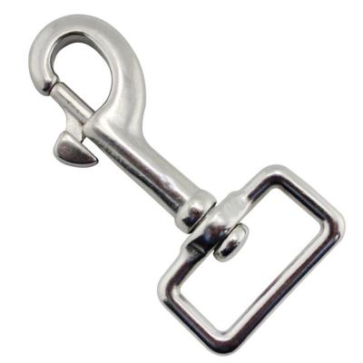 China 304 316 Stainless Steel Square Ring Single Head Fixed Eye Snap Hook - 10-50mm Ring Size, 50-200mm Length for sale