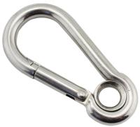 China 316 Stainless Steel Spring Buckle Carabiner with Ring - Rust Resistant Quick Release Mechanism for Industrial Applications for sale