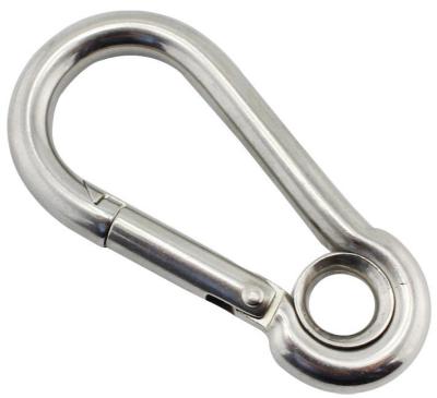 China 316 Stainless Steel Spring Buckle Carabiner with Ring - Rust Resistant Quick Release Mechanism for Industrial Applications for sale