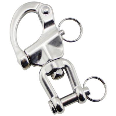 China Polished Jaw Swivel Snap Shackle Stainless Steel 316 Marine Grade Quick Release Rigging Hardware for sale