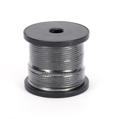 China Stage Hanging Black Steel Wire Rope 304 316 Plastic Coated Cable for Rigging and Reinforcement for sale