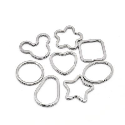 China Heart Shaped Five Star Keychain Flat Key Ring Stainless Steel for sale