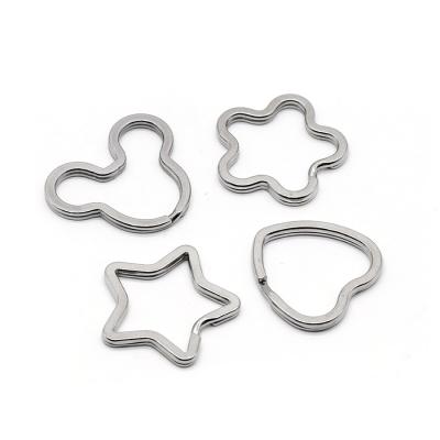 China Compact DIY Keychain Flat Key Rings Stainless Steel Durable 50mm for sale