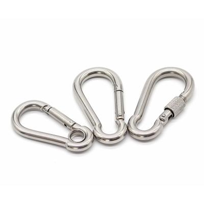 China 304 316 Stainless Steel Spring Snap Hook Screw Lock Carabiner Heavy Duty 5mm 8mm for Marine Rigging Industrial Use for sale