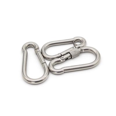 China 316 Marine Grade Stainless Steel Screw Lock Carabiner Clip 8mm Saltwater Resistant Snap Hook for sale
