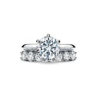 China T Classic 6-Prong Solitaire Engagement Ring in 18K White Gold/Platinum with VS-VVS Diamonds and Customization Options for sale