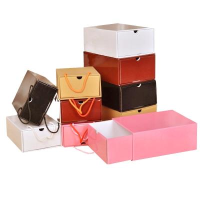 China Industrial Shoes Clothing Rectangle Sliding Drawer Side Drop Carton Sneaker Shine Box for sale