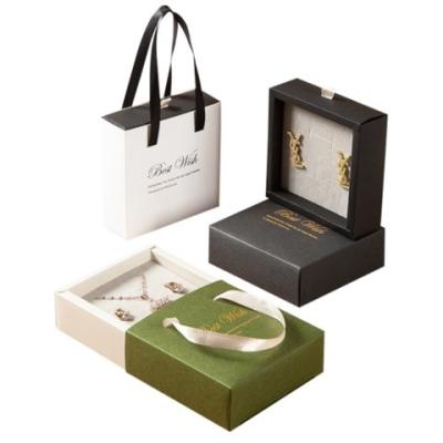 China Customized Logo Recycled Luxury Jewelry Gift Drawer Packaging Paper Bag with Handle for sale