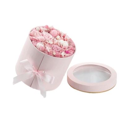 China Double Layer Flower Package Custom Round Rotation 2 Two Dual Rotatable Gift Floral Box for sale