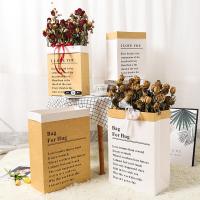 China Personalized Recyclable Printed Kraft Paper Bags Rectangular Flower Gift Bag For Bouquets for sale