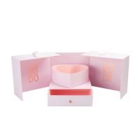 China Custom Print Rose Magnet Closure Double Layer Heart Shaped Flower Box with Drawers for sale