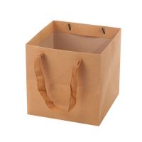 China Recyclable Square Brown Kraft Paperboard Boxes Packaging Bags For Flower Arrangements for sale