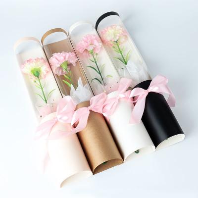 China Design Logo Round Cylinder PVC Box for Custom Different Shape Florist Rose Packaging for sale