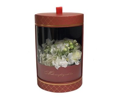 China Round Cylinder Shape Gold Stamping Logo Flower Packaging Box for Roses Made by Materials for sale