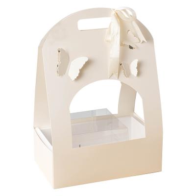 China Custom Logo Hand Gift Butterfly Box for Creative Wedding Flower Basket Packaging for sale