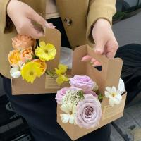 China Rigid Boxes Dekun Recyclable Kraft Fresh Flowers Coffee Paper Tray Gift Box With Handle for sale