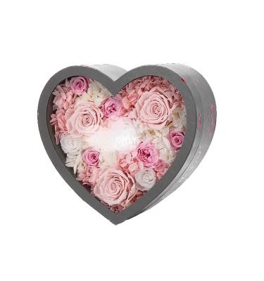 China Custom Design Cardboard Heart Shape Packaging Gift Flower Box with Luxury Printing for sale