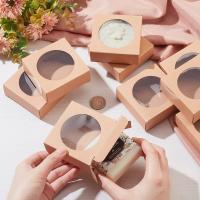 China Round Clear Window Kraft Paper Gift Wrapping Box for Homemade Soap Wedding Party Favor for sale