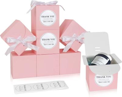 China Wedding Party Favor Pink Small Gift Boxes 4x4x4 inches for candle cup and Cupcake for sale