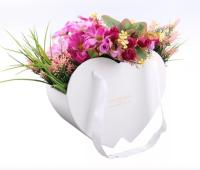 China Custom White Rigid Basket Bouquet Packaging with Marble Printing and Portable Handle for sale