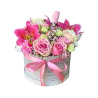 China 20*15CM Custom Order Velvet Cardboard Own Round Rose Paper Floral Flower Hat Box with Lid Bouquet Packaging for sale
