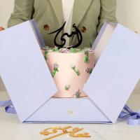 China Surprise Cake Flower Chocolate Rose Packaging Paper Cardboard Rigid Birthday Gift Box for sale