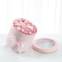China Customized Logo Rose Flower Packaging 2 Layer Round Flower Box Cardboard Paper Box for sale
