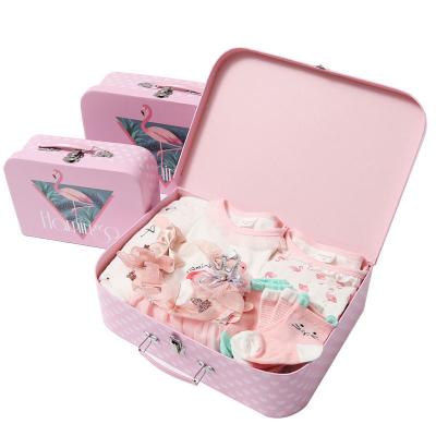 China Pink Lovely Baby Cardboard Suitcase Gift Box with Lock and Handles Industrial Shoes Clothing for sale
