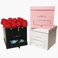 China Square Flower Packaging Boxes Preserved Rose Chocolate Corrugated Cardboard Packaging for sale