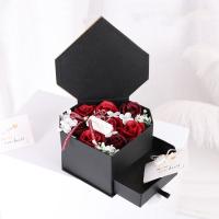 China Custom 20x12 Flower Bouquet Box Black Diamond Shaped Jewelry Chocolate Gift With Drawer for sale