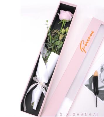 China Long Square Single Rose Gift Box Semi Transparent Shipping Boxes For Flower Arrangements for sale