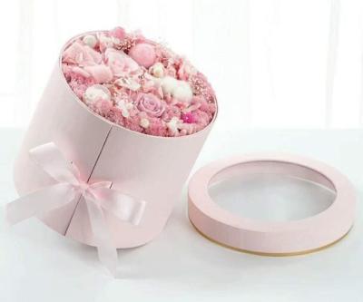 China Double Layer Rotating PVC Round Flower Box Eternal Rose Gift Packaging for sale