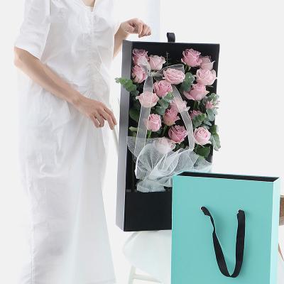 China Rectangle Gift Florist Cardboard Boxes Paperboard Carton Rose Packaging Display for sale