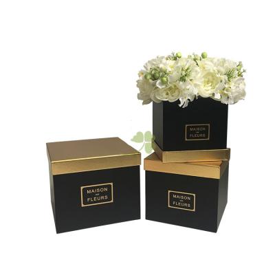 China Rigid Cardboard Hamper Floral Boxes Custom Logo Gold Foil Stamping For Rose Packaging for sale