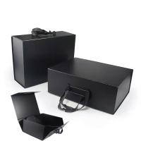 China Magnetic Flip Rigid Cardboard Packaging Black Kraft Boxes 20x18x6 for sale