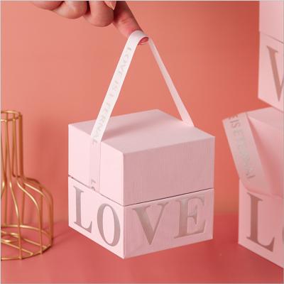 China Portable Xmas Packaging Boxes Paper Lid for Valentines Gift 10x10x10 for sale