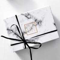 China White Marble Printed Cardboard Favor Box Gift Packaging For Wedding Invitation for sale