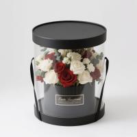 China Factory-Customized Round Bucket Flower Gift Boxes with Transparent Covers and Custom Logos - Perfect for Lovers and Friends for sale