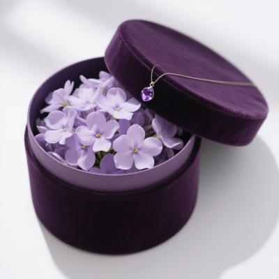 China Luxury Customizable Logo Design Premium Velvet Round Packaging Box for Flowers & Gifts for sale