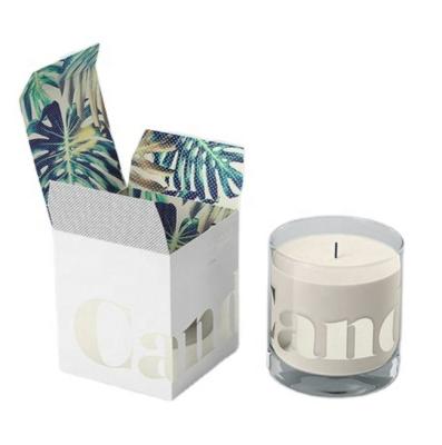 China Custom Printing Elegant Candle Jar Packaging Box Folding Box with Custom Logo Candle Boxes Flat for sale
