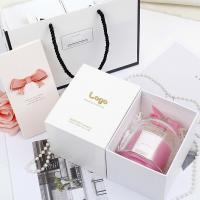 China Custom Luxury Rigid Paperboard Gold Foil Print Logo Scented Candle Jar Storage Gift Packaging White Drawer Boxes for Candle for sale