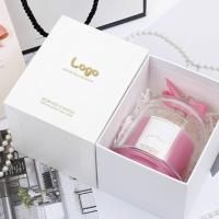 China Custom Luxury Rigid Paperboard Gold Foil Print Logo Scented Candle Jar Storage Gift Packaging White Drawer Boxes for Candle for sale